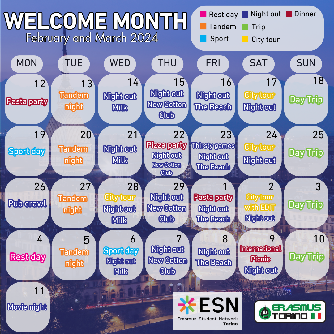 Welcome Month 2024 | ESN Torino
